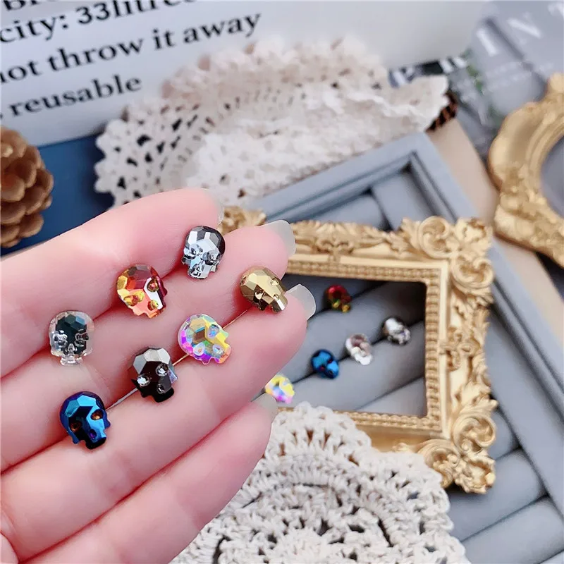 Luxury Colorful Skull Crystal Helix Cartilage Earrings Stainless Steel ...