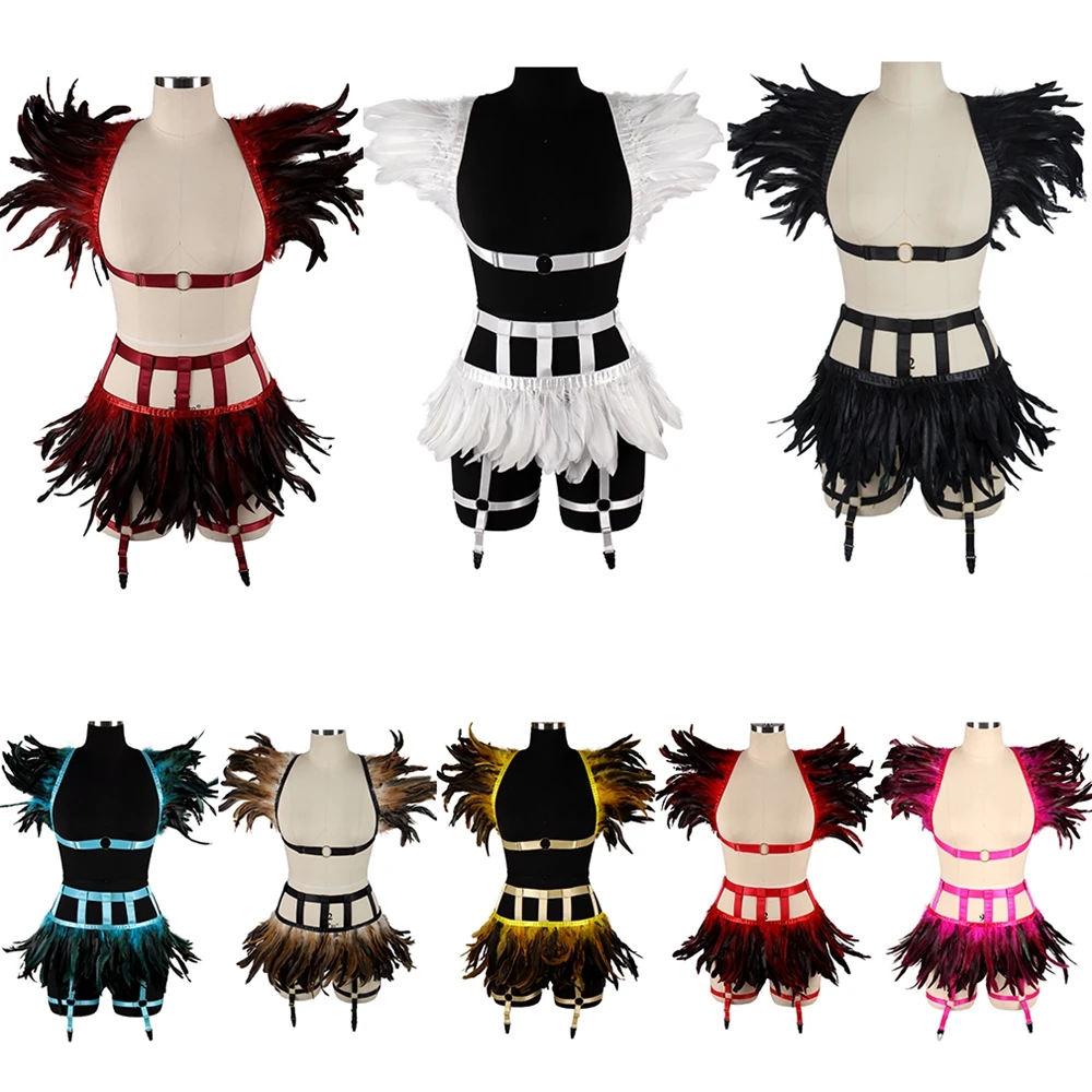 Feather-Hollow-Out-Harness-Bra-Sexy-Lingerie-Erotic-Bondage-Gothic ...