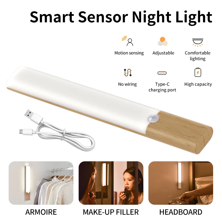 LED-Wood-USB-Night-Light-Magnetic-Wall-Lamp-Wireless-Kitchen-Cabinet ...