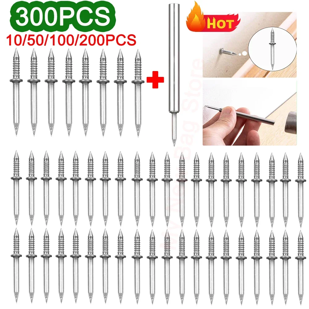 10-300PCS-Double-Head-Seamless-Nails-Anti-Rust-Installation-Nail-Hard ...