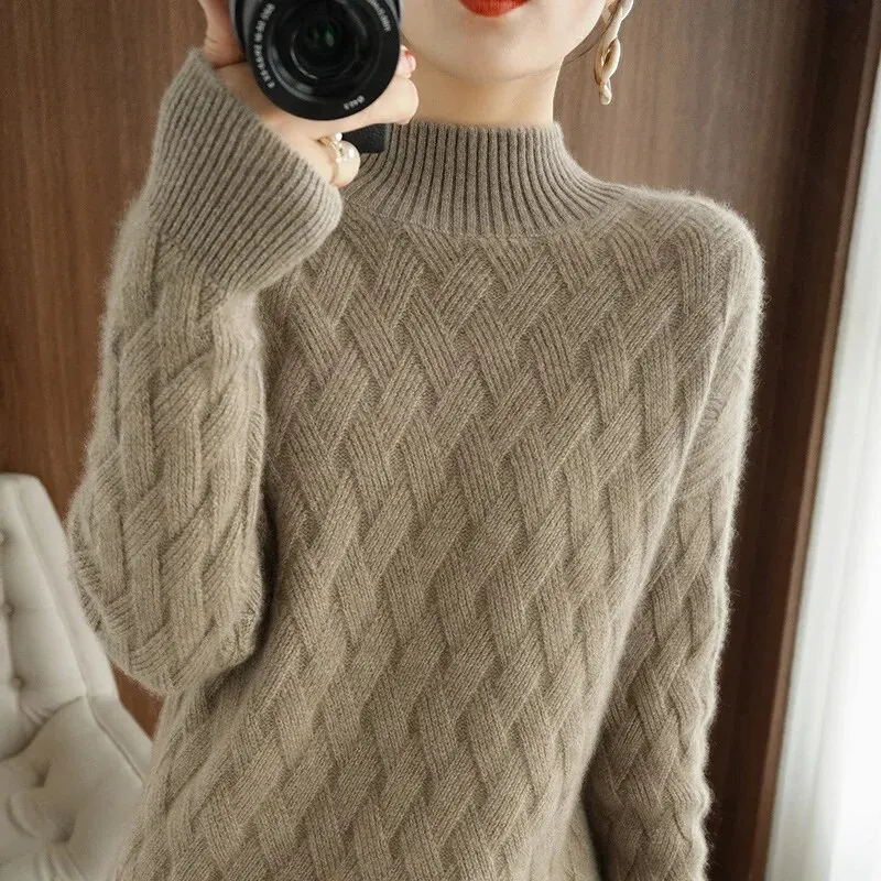 1-2-High-Collar-Wool-Sweater-Base-Shirt-Women-Autumn-Winter-Ladies ...