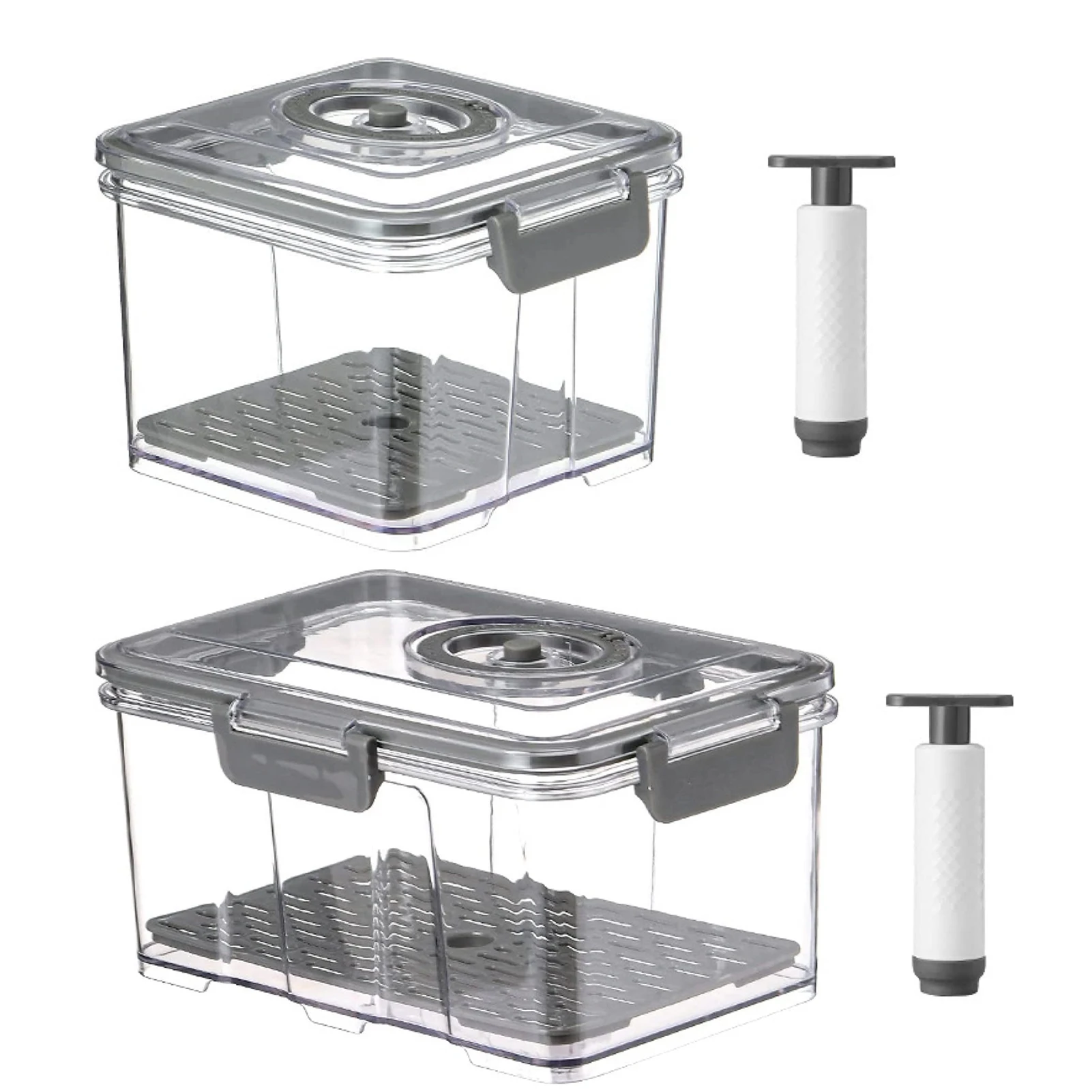 Vacuum-Food-Storage-Container-Transparent-Fridge-Organizer-with-Drain ...