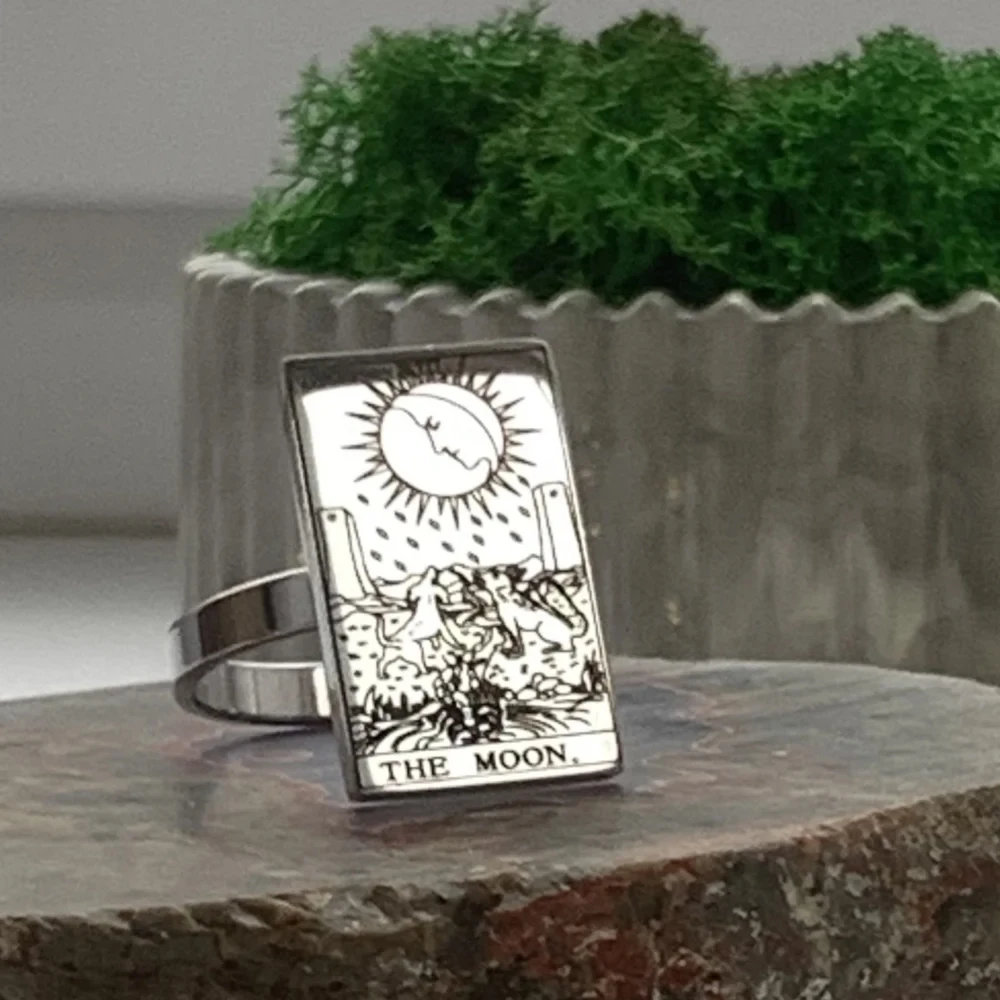 Dawapara Tarot Card Golden Ring for Women Stainless Steel Vintage ...