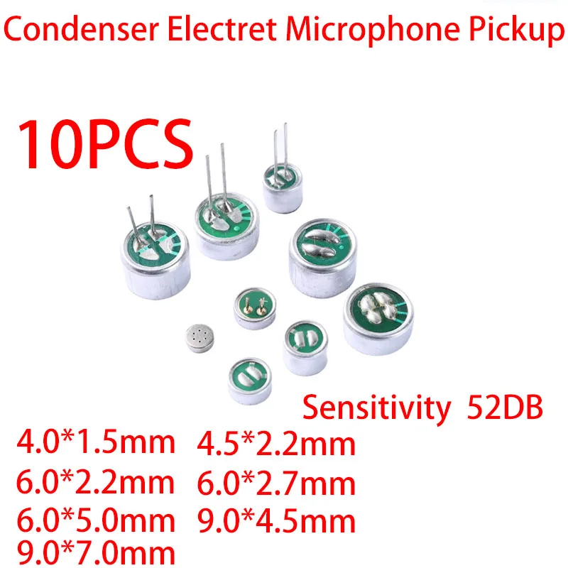 10pcs MIC 52DB Condenser Electret Microphone Pickup Loudspeaker ...