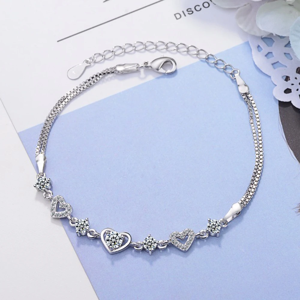 925 Sterling Silver Charm Bangle Jewelry | Silver Bracelets Women 925 ...