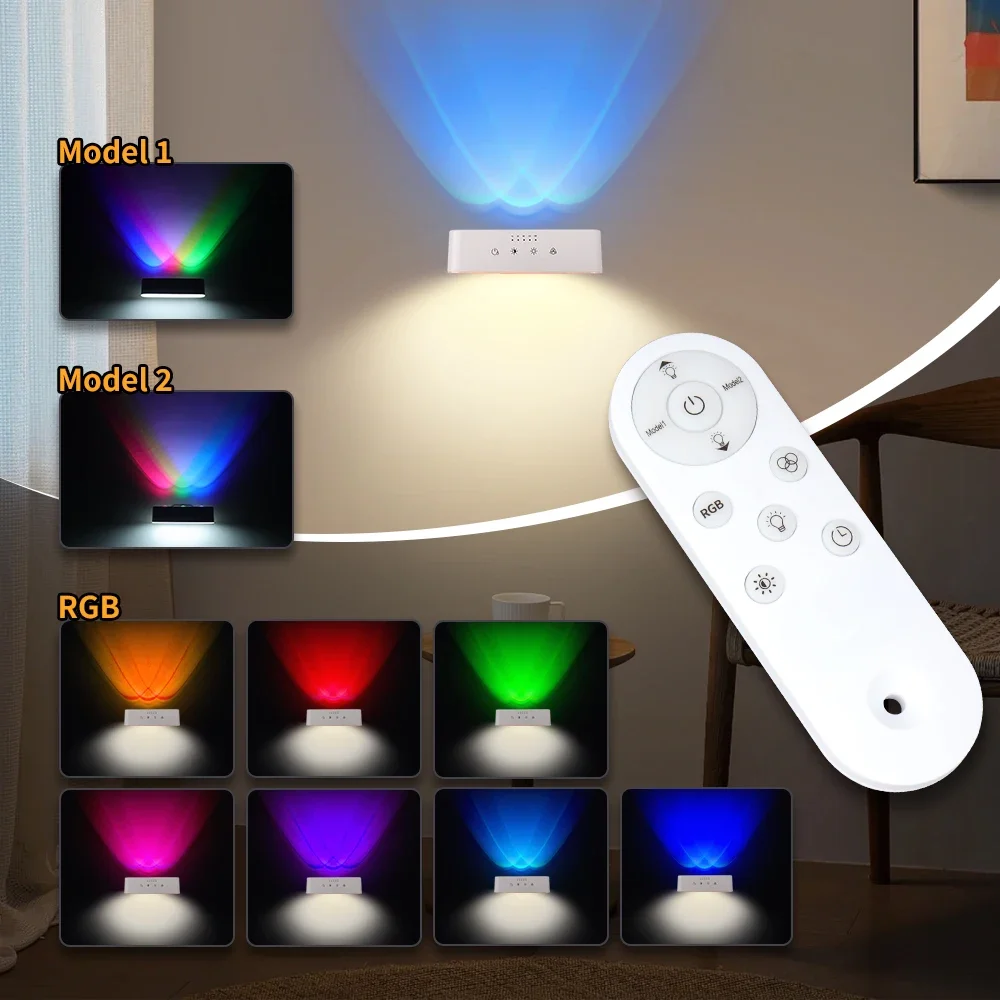 LED Mounted Wall Lamp 3color Touch Remote Cntrol Cabinet Spotlight ...