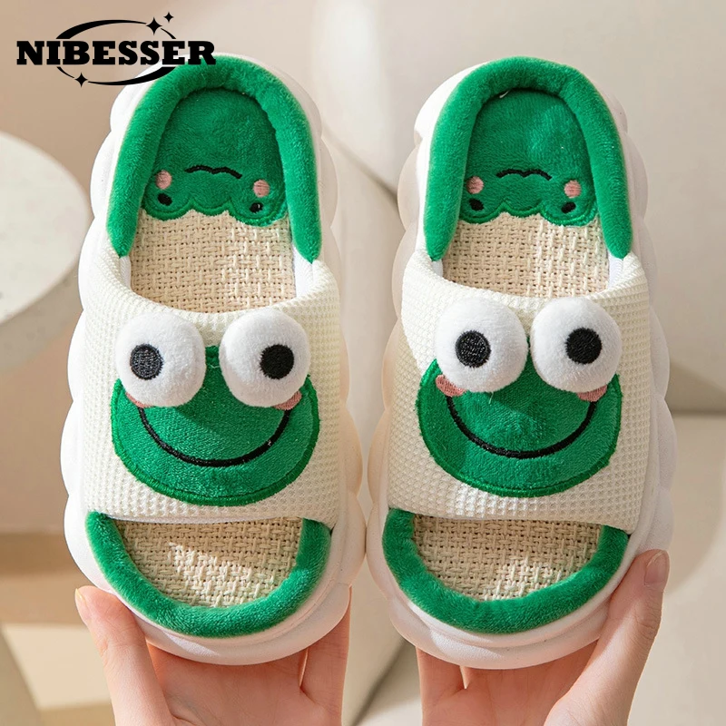 Zapatos-de-vaca-de-rana-para-mujer-zapatillas-de-lino-lindas-sandalias ...