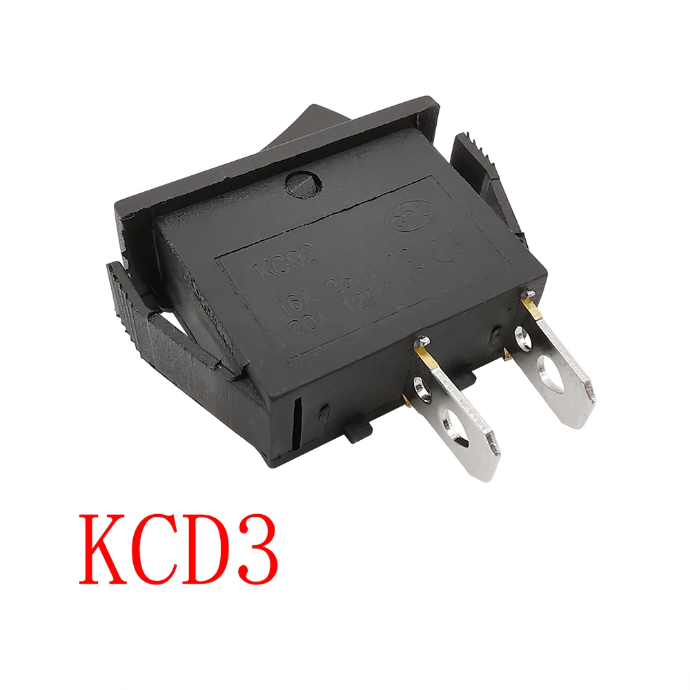 KCD3-Rocker-Switch-AC-16A-250V-20A-125V-2-Positions-ON-OFF-Black-Boat ...