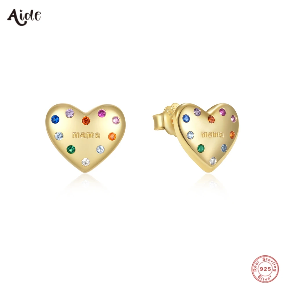 Aide-925-Sterling-Silver-Colored-Zircon-Heart-Shaped-Piercing-Stud ...