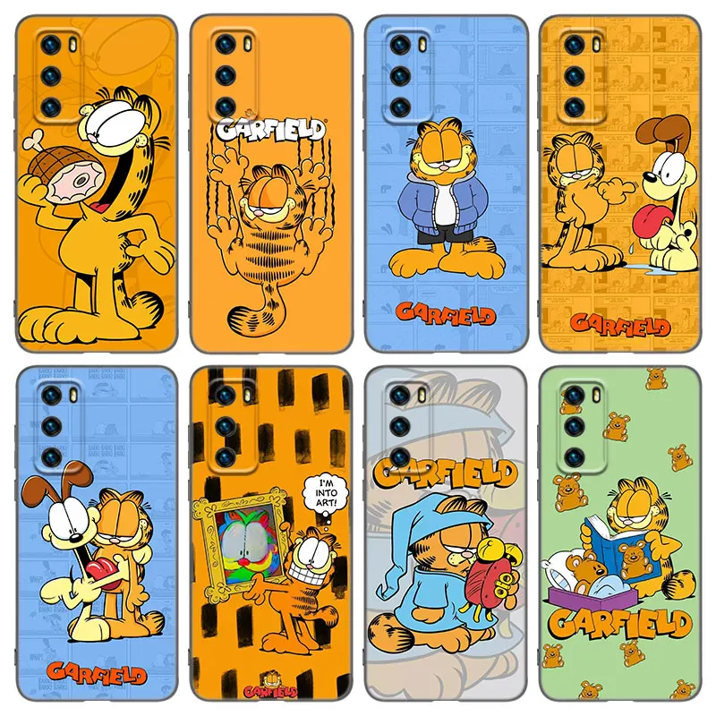 Cartoon-G-Garfield-Black-Phone-Case-For-Huawei-Pura-70-Ultra-P20-P30 ...