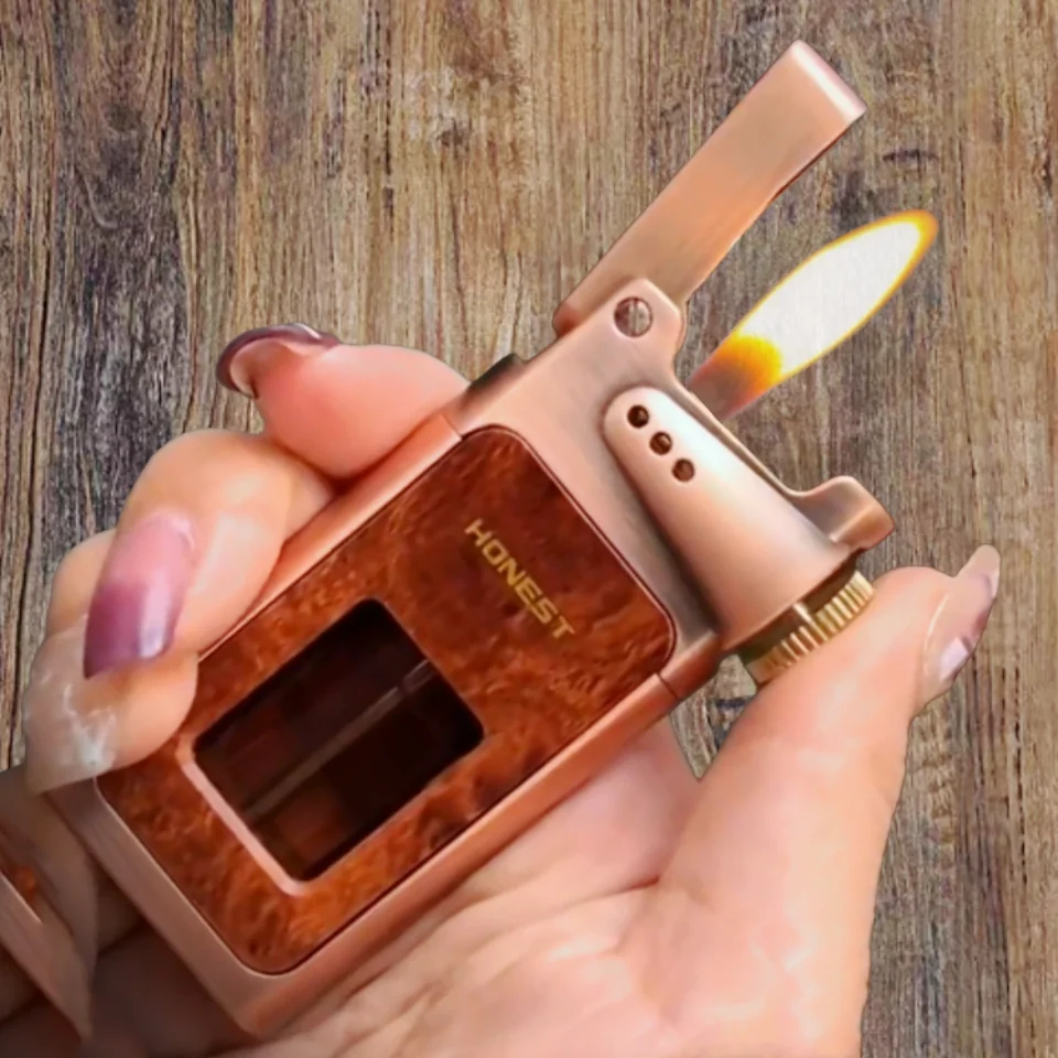 Honest-Vintage-Kerosene-Lighter-One-Button-Ejector-Metal-Wheel-Lighter ...
