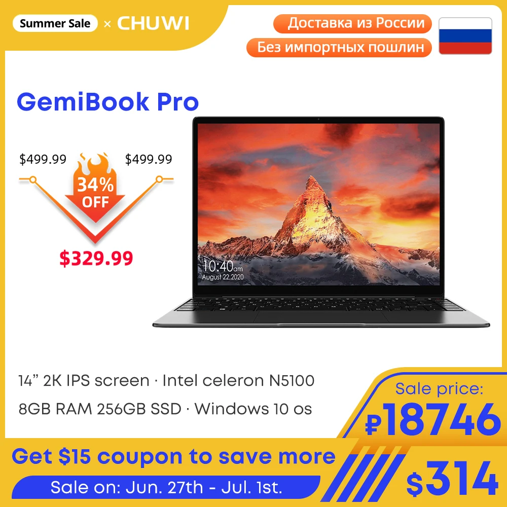 Chuwi Gemibook Pro 14 Inch 2k Screen Laptop 8gb Ram 256gb Ssd Intel ...