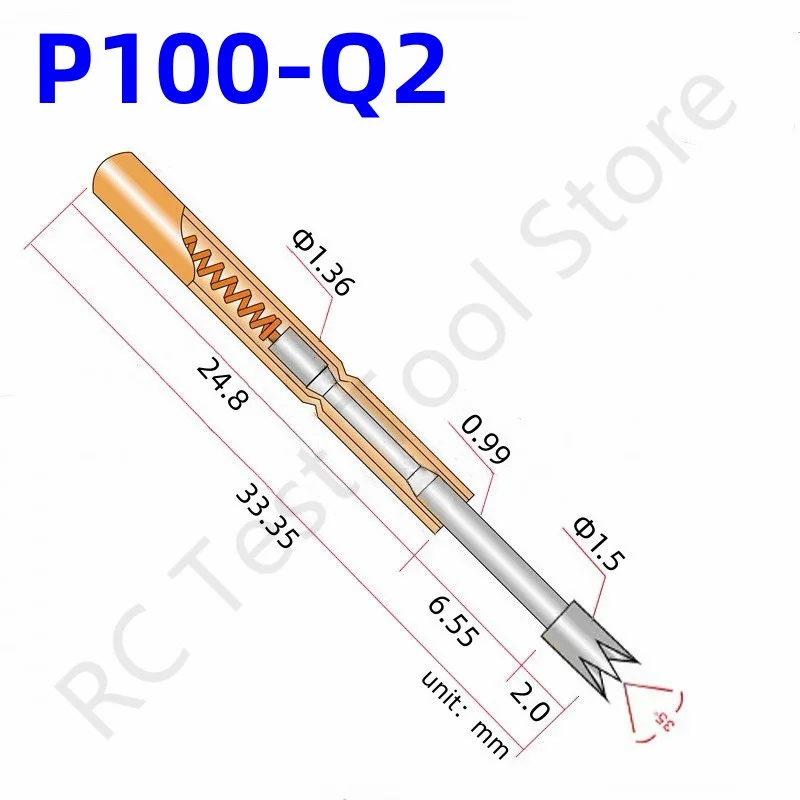 20/100PCS Spring Test Probe P100-Q2 4-claw Head Test Pin Head Dia 1.5mm ...