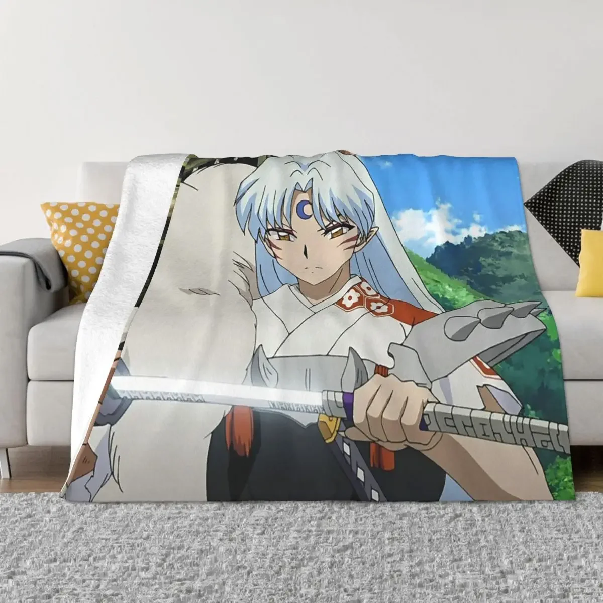 Japanese Anime Inuyasha Knitted Blankets Sesshoumaru Wool Throw Blanket ...