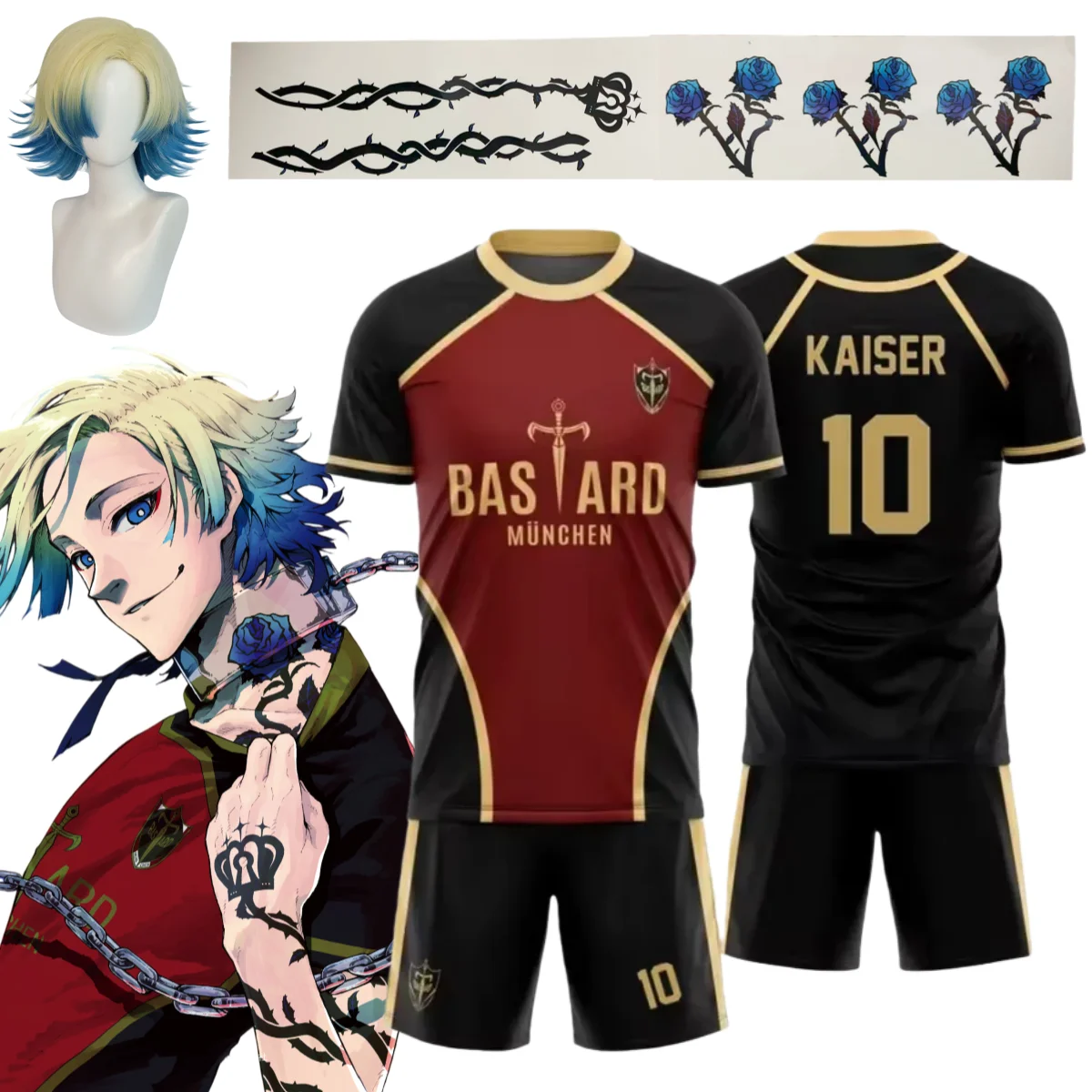 Disfraz de Cosplay de Anime Kaiser Bastard Munchen # Set de 10 Pelucas ...