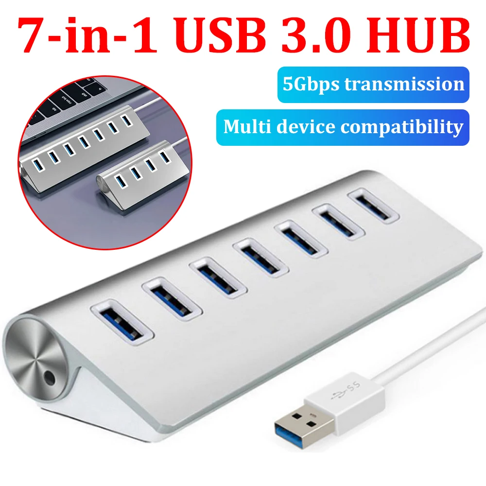 USB-3-0-HUB-7-Ports-High-Speed-Multi-Splitter-Adapter-Aluminum-Alloy ...