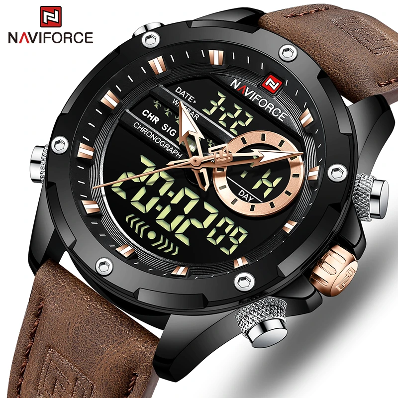 Naviforce Digitale Mannen Militaire Horloge Waterdicht Horloge Led Quartz Klok Sport Horloge ...