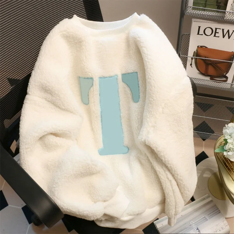 QWEEK-Korean-Fashion-Fleece-Hoodies-Women-Kawaii-Lambs-Wool-Pullovers ...