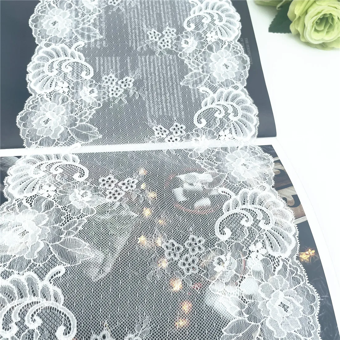3y/lot Width 24cm 9 1/2 inch White Elastic Stretch Lace For Clothing ...