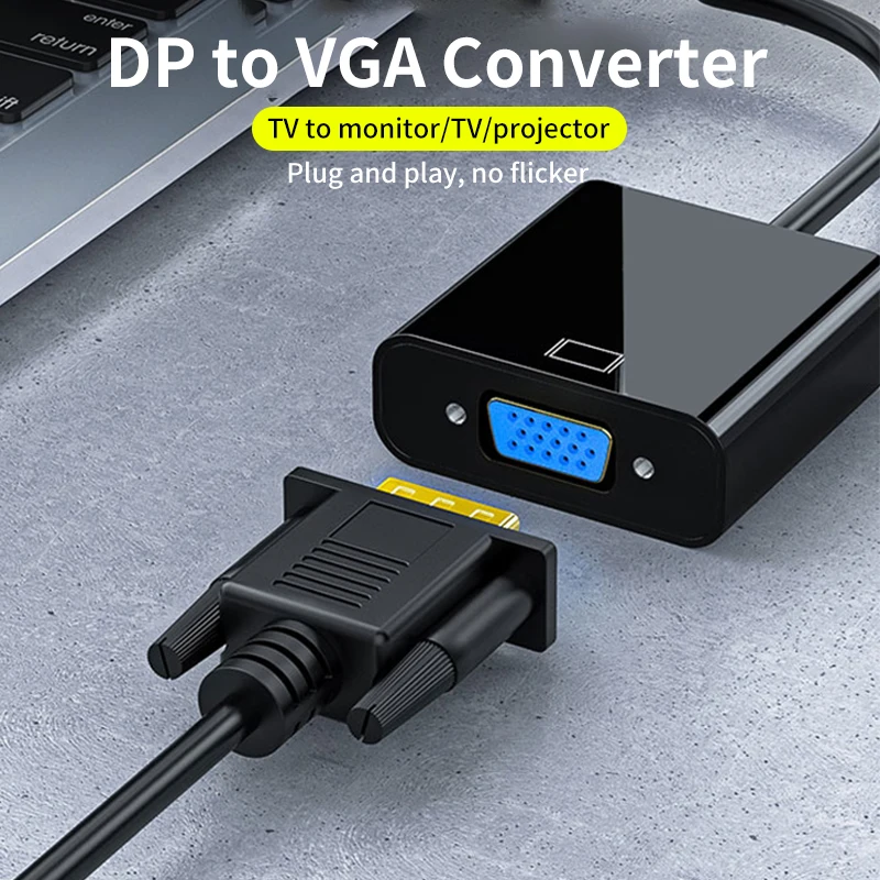 HD 1080P Displayport to VGA Adapter Cable Male to Male Converter ...