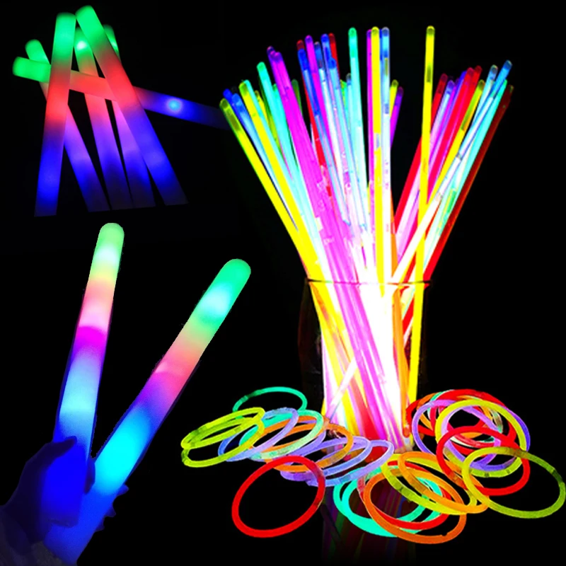 100-50pcs-LED-Luminous-Sticks-Neon-Wedding-Party-Bar-Birthday-Concert ...