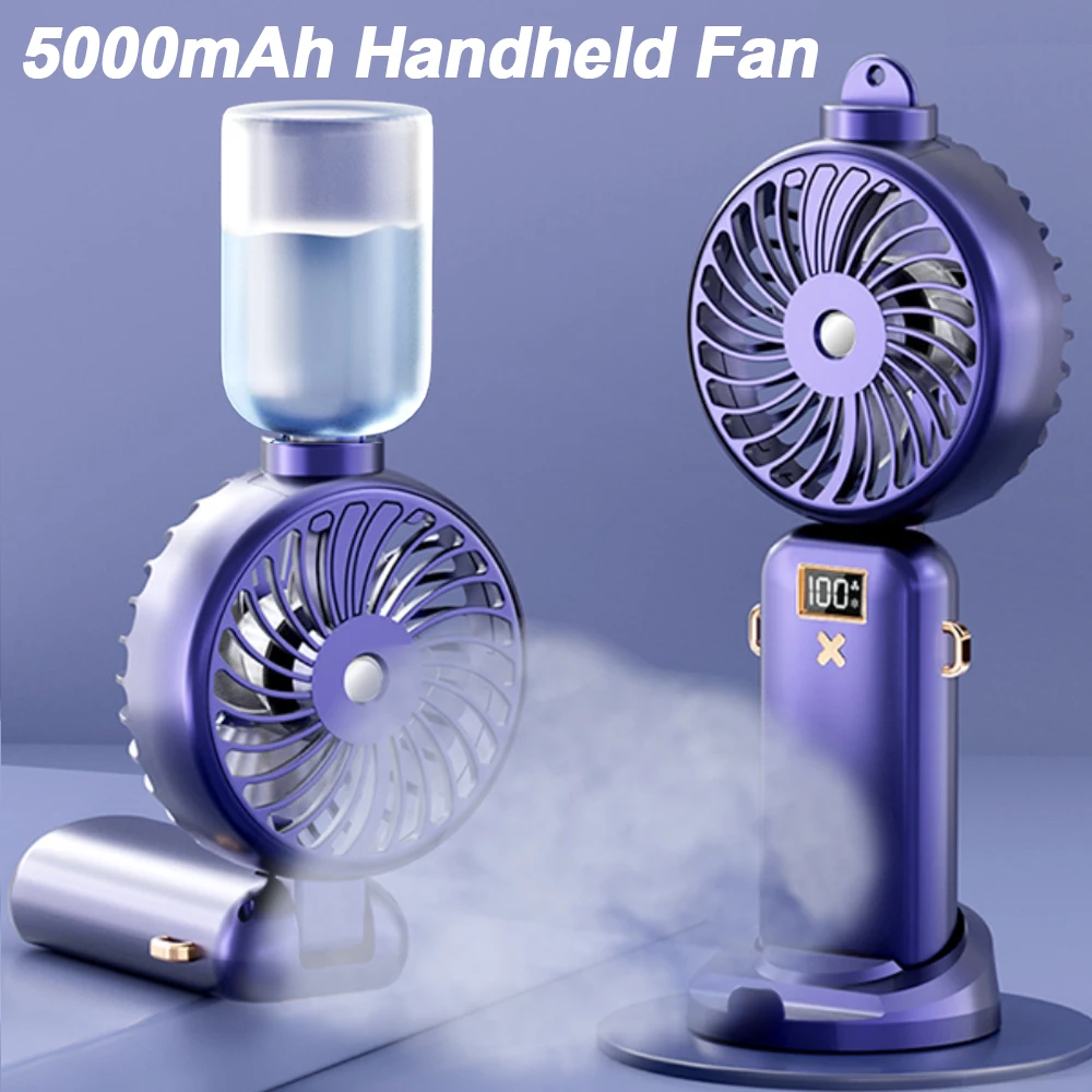 Handheld-Fan-5000mAh-USB-Rechargeable-Portable-Misting-Electric-Fan ...