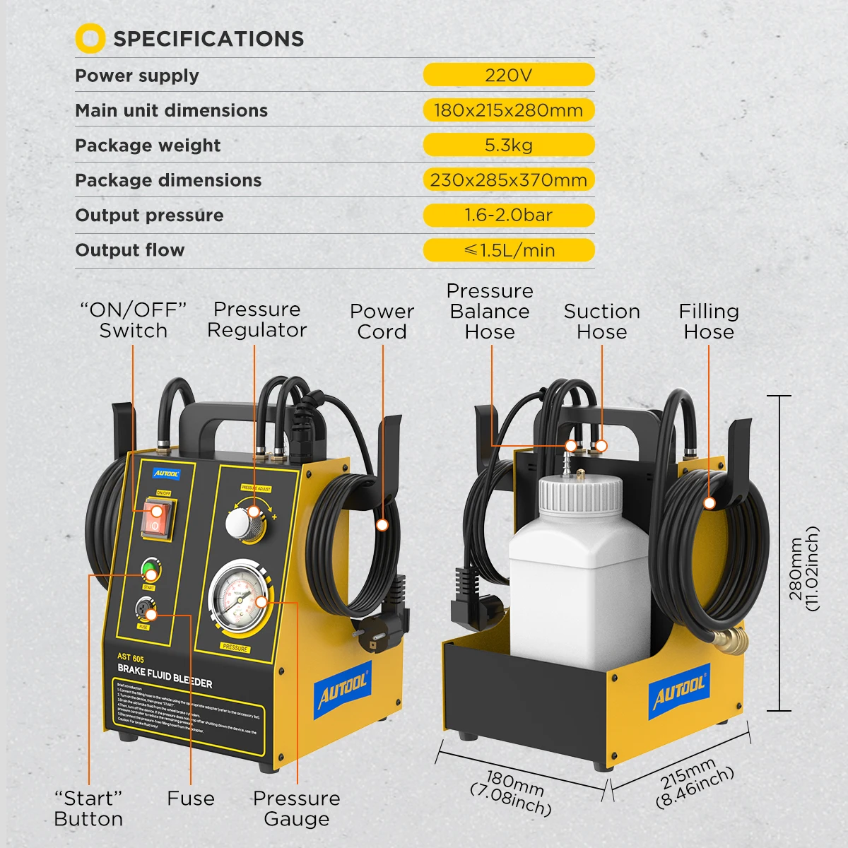 AUTOOL AST605 Automatic Pulsating Brake Fluid Bleeder Machine — Discount Tools NZ
