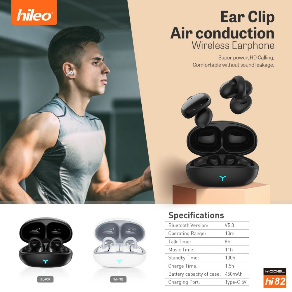 Hileo Hi82 TWS Bluetooth Earphones Ear Clip Bone Conduction Wireless ...