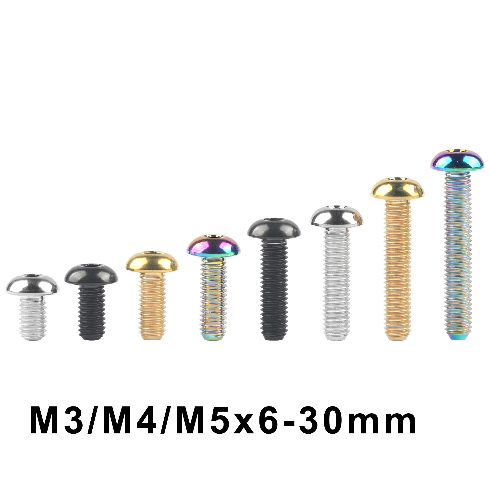 WeiqijieチタンボルトM3/M4 / M5 × 6 8 10 12 15 18 20 25 30ミリメートル六角レンチ自転車ボトルケージ固定ネジ