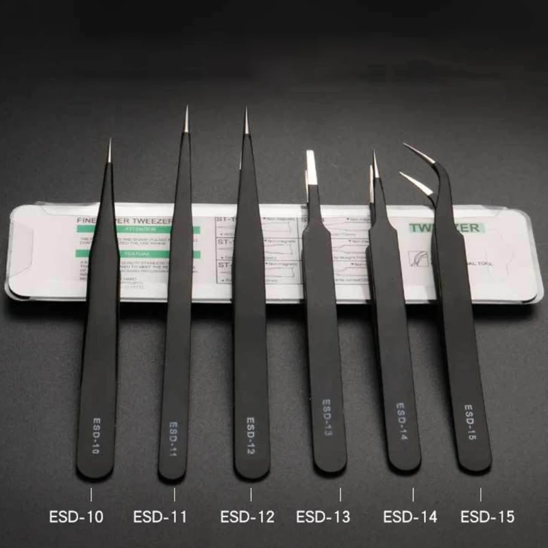 Anti-static-Tweezers-Set-Precision-Tweezers-High-carbon-Steel-Tip-ESD ...