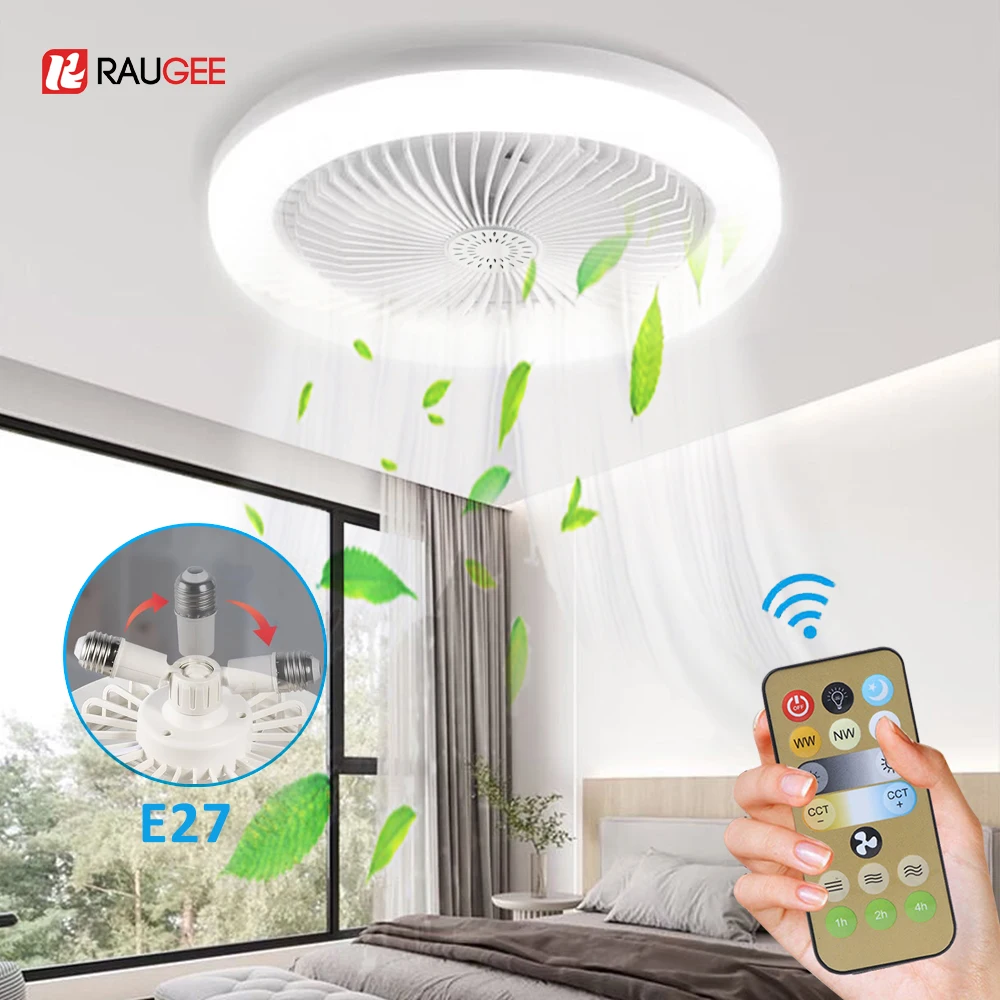 Ceiling-Fans-With-Remote-Control-and-Light-30W-LED-Lamp-Fan-E27 ...