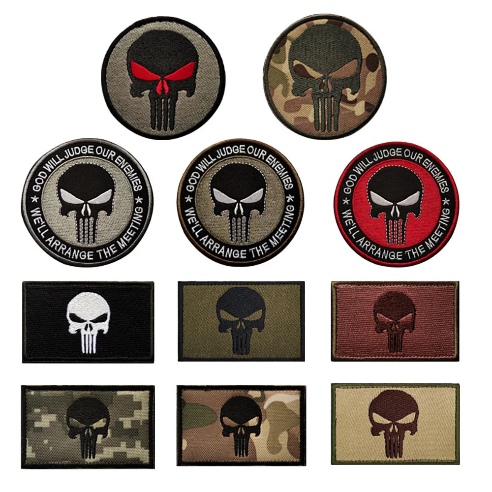 3d Embroidered Punisher Patch Tactical Punish Skull Patches For Clothing Backpack Sticker ...