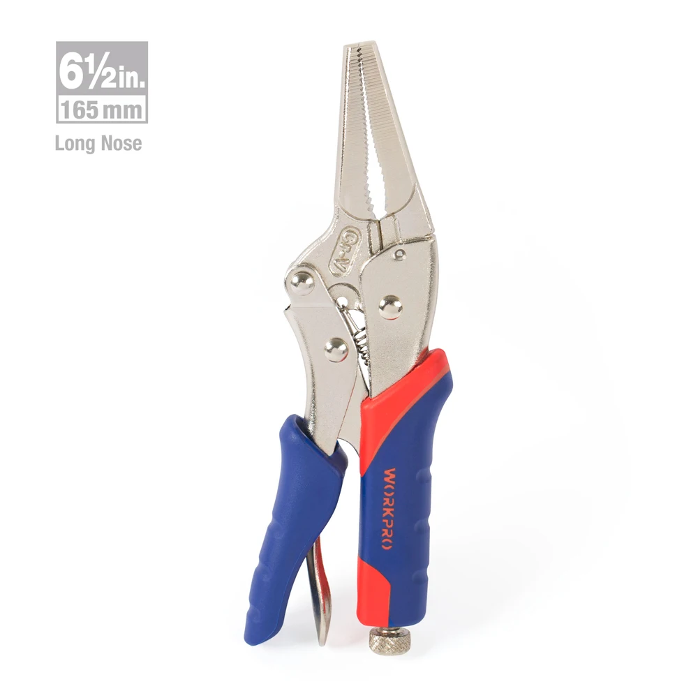 WORKPRO-165MM-6-1-2-Long-Nose-Straight-Jaw-Locking-Pliers-Comfort-Grip ...