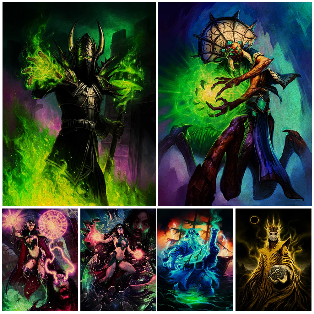 The Witch wood And Archmage Vintage Wall Art Canvas Painting Ghosts ...