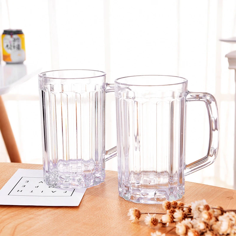 500ML Transparent Beer Mug Plastic Unbreakable Breakfast Milk Coffee ...