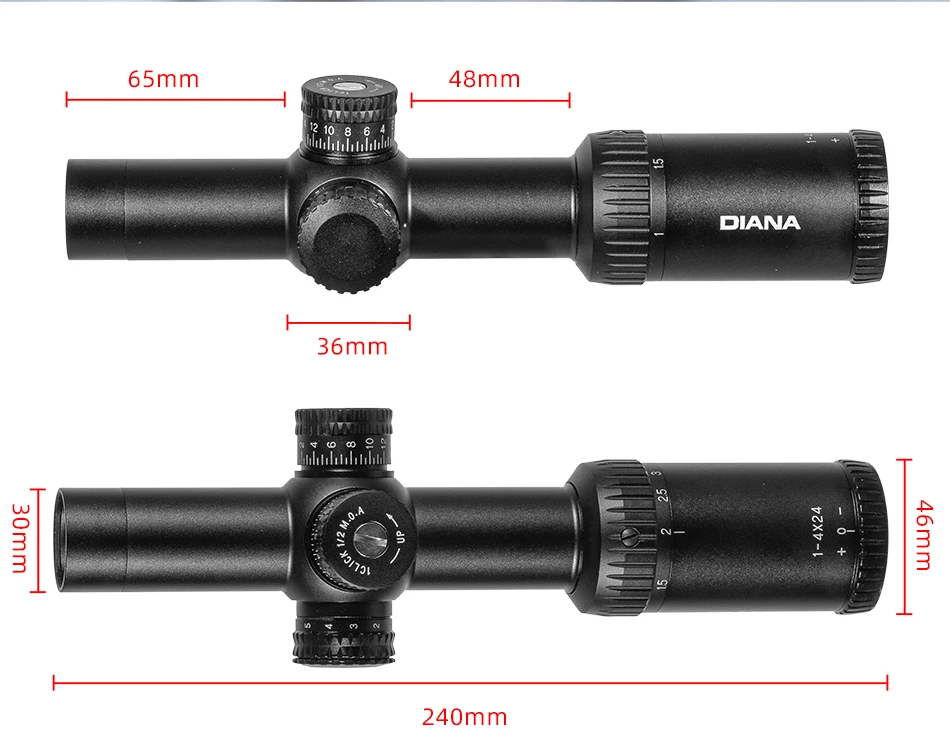 DIANA 1-4X24 Reticle Tactical Riflescope With Target Turrets Hunting ...
