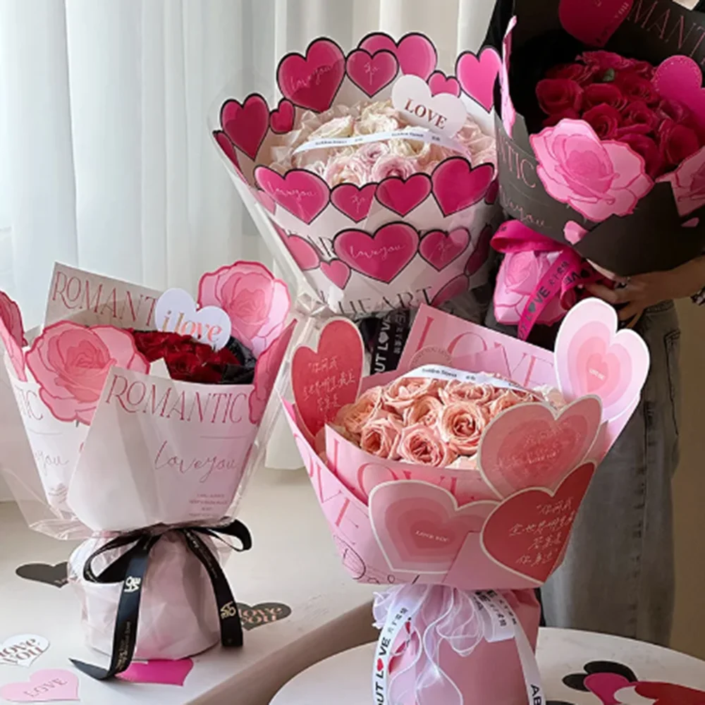 10PCS-Love-Flower-Wrapping-Paper-Rose-Flower-Packaging-Bag-Valentine-s-Day-Gift-Flower-Shop ...