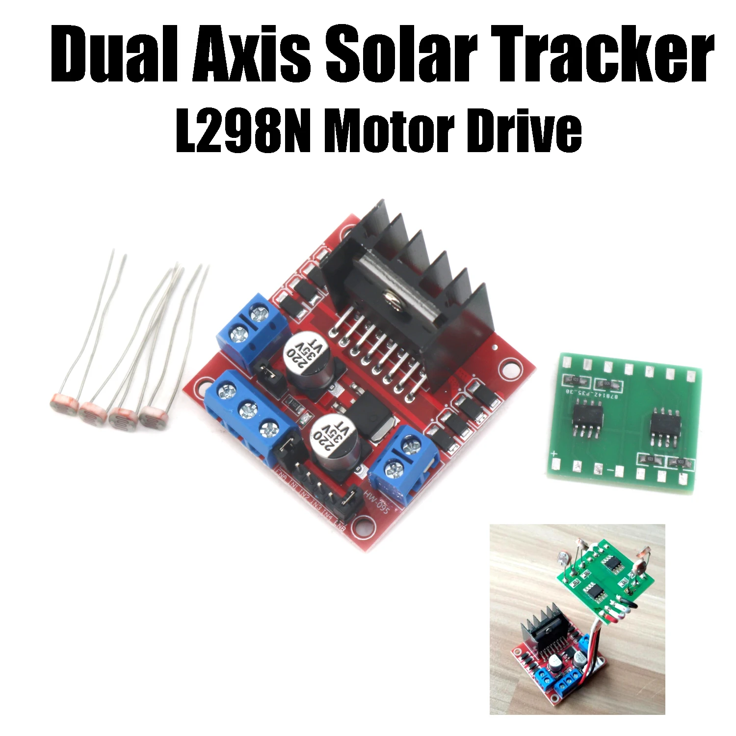 DC 12V Dual Axis Solar Tracker Sensor Automatic Tracking + L298N Motor ...