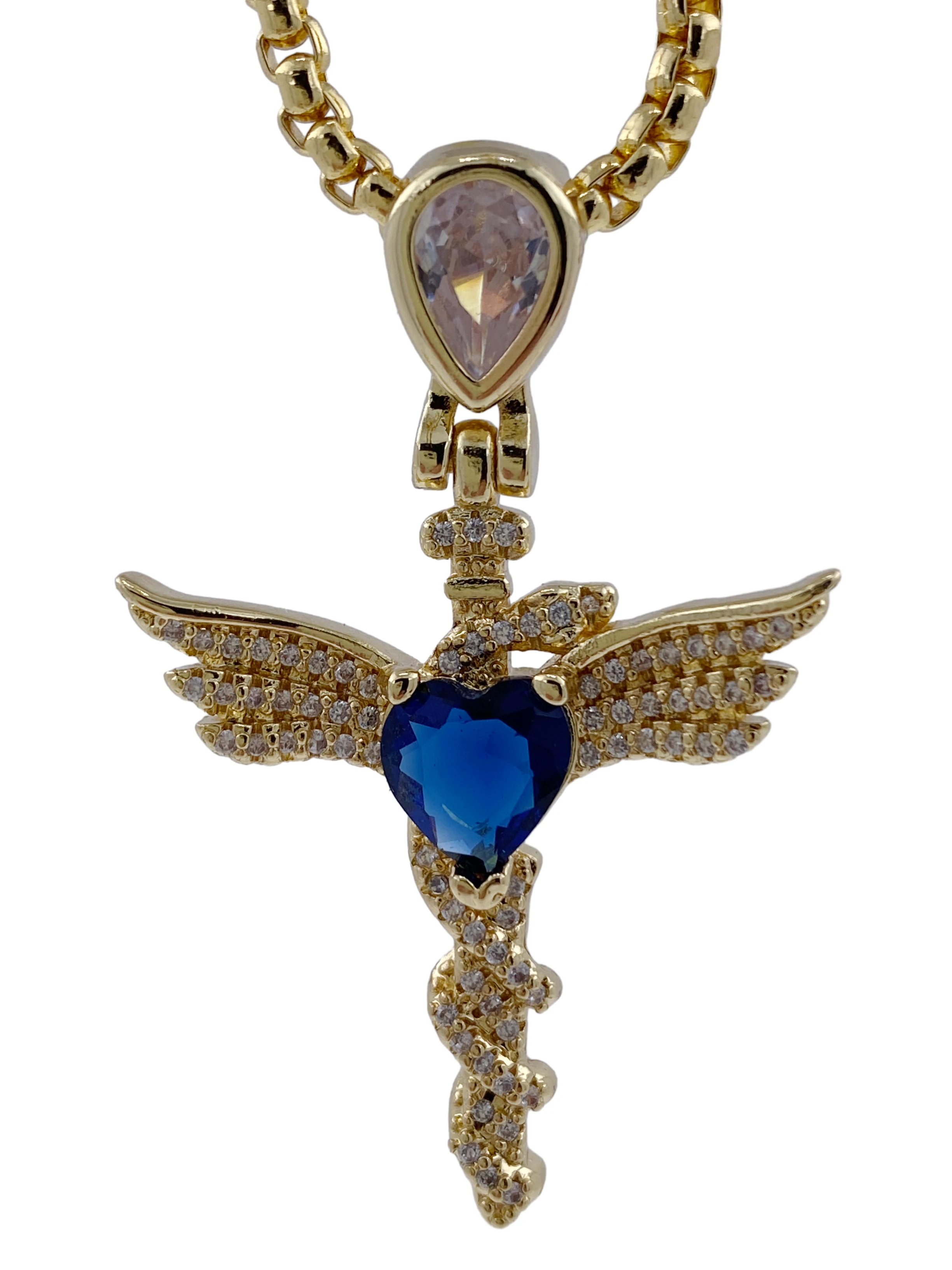 18K-Gold-Plated-Healing-Symbol-Angel-Wings-Heart-Rod-of-Asclepius ...