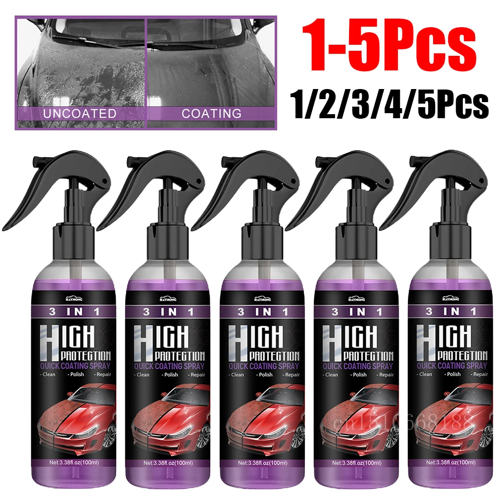 1-5Pcs 3 In 1 Car Ceramic Coating Spray 100ML Auto Nano Ceramic Coating ...