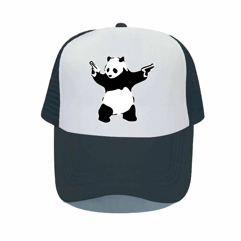 Banksy-Panda-With-Guns-Men-Women-Mesh-Trucker-Hat-Aniaml-Panda-Holding ...