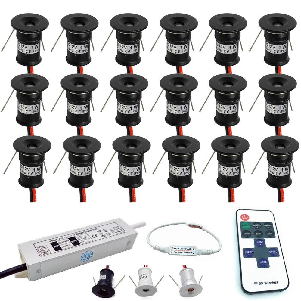12V-Mini-LED-Spot-Downlights-1W-Dimmable-Ceiling-Lamp-Set-Remote ...