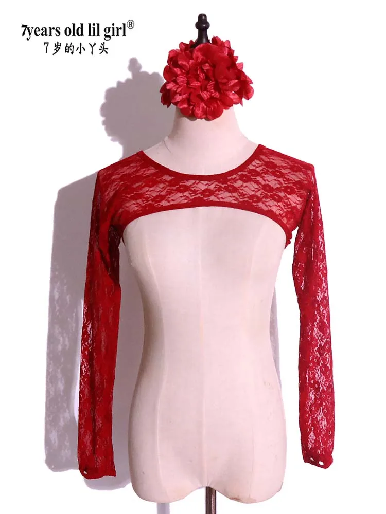 Lace-Belly-Dance-YOGA-Ballet-Shrug-Long-Sleeves-Arm-Top-Short-Cover ...