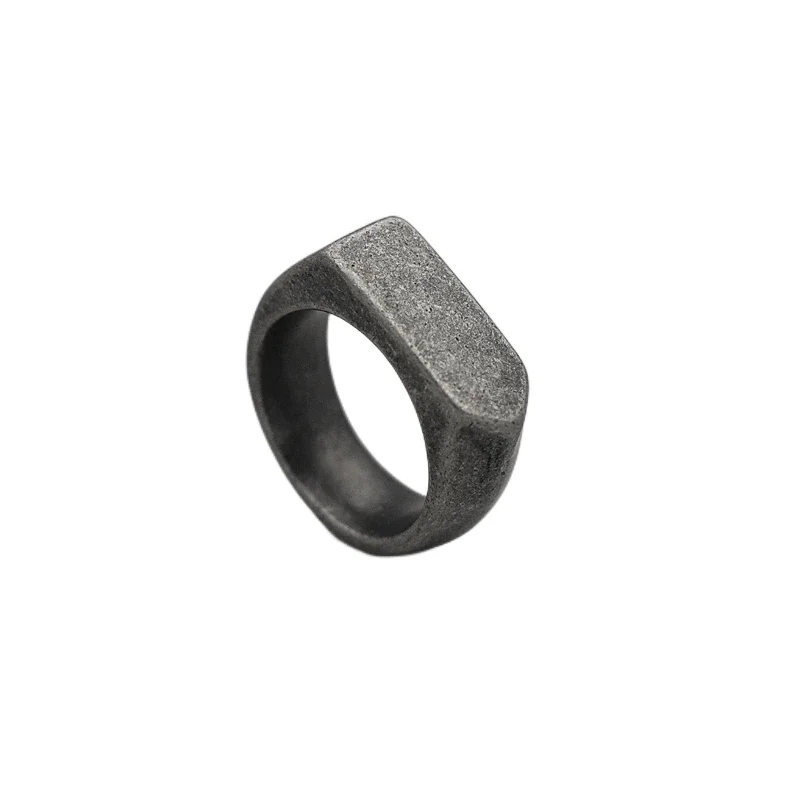 Arrow-Band-Flat-Top-Signet-Ring-Oxidized-Silver-Color-Stainless-Steel-Vintage-Rustic-Women-Men ...