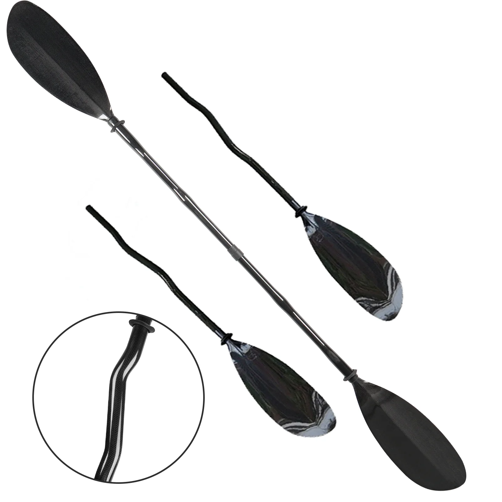 2-Piece-Full-Carbon-Fiber-Kayak-Paddle-Bent-Shaft-Light-Weight-Sport ...