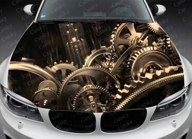 ‘OPEN EXPOSED ENGINE’- Car Bonnet Wrap Decal Full Color Graphics Vinyl ...