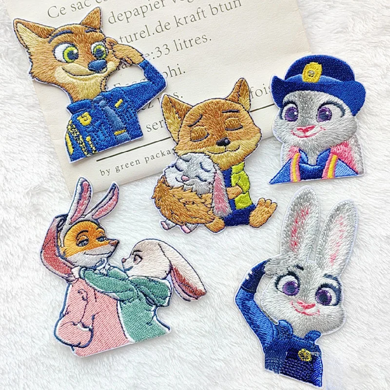 Disney-Zootopia-Nick-Wilde-Judy-Hopps-Iron-on-Embroidered-patches ...