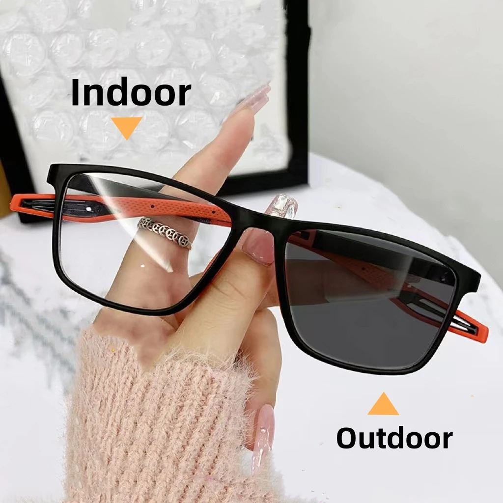 Sports-Color-Changing-Myopia-Glasses-Unisex-Flexible-TR90-Square-Frame ...