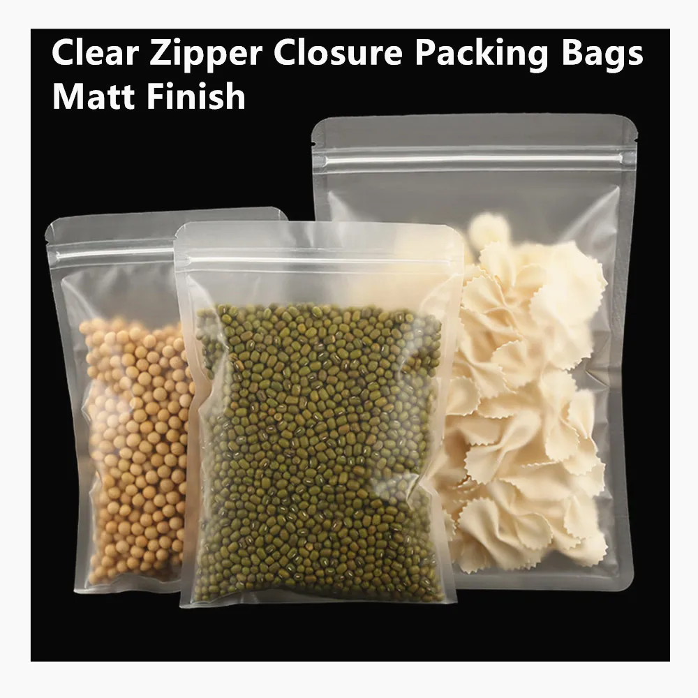 Food-Grade-Zip-Lock-Bag-100pcs-Matte-Transparent-Zipper-Resealable ...