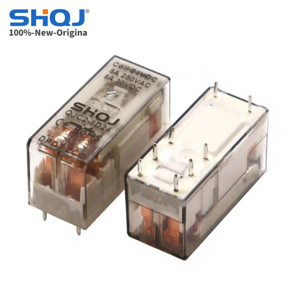 SHQJ-PCB-RELAY-Coil-12V-24V-QJC1-16A-1CO-QJC2-8A-2CO-8PIN-Optional-Rail ...
